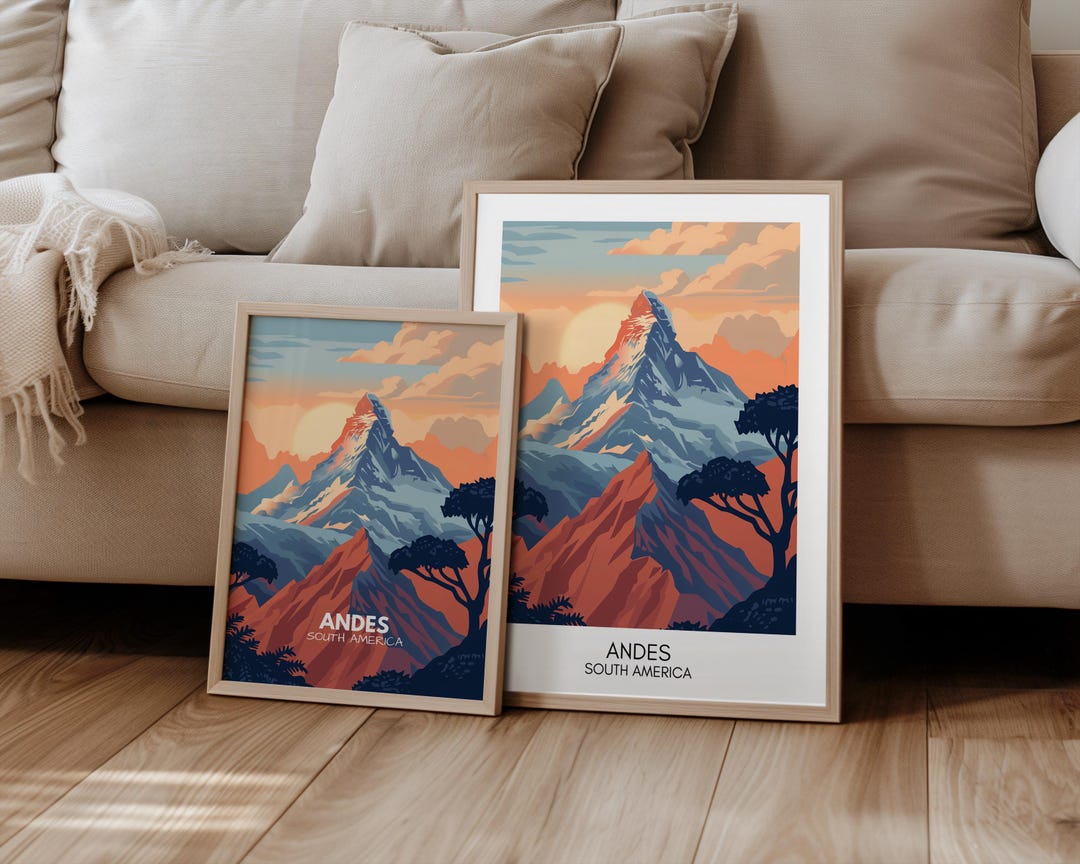 Andes Poster South America Travel Poster I Landscape Nature Travel ...