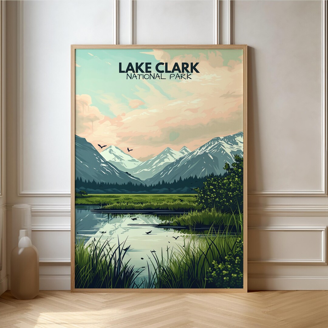 Lake Clark Poster National Park Alaska Travel Poster USA Gift Travel ...
