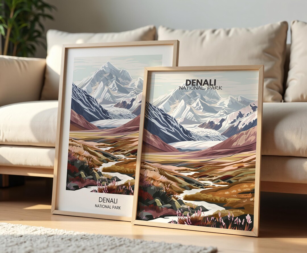 Denali Poster National Park Travel Poster Alaska Mountain Mckinley I ...