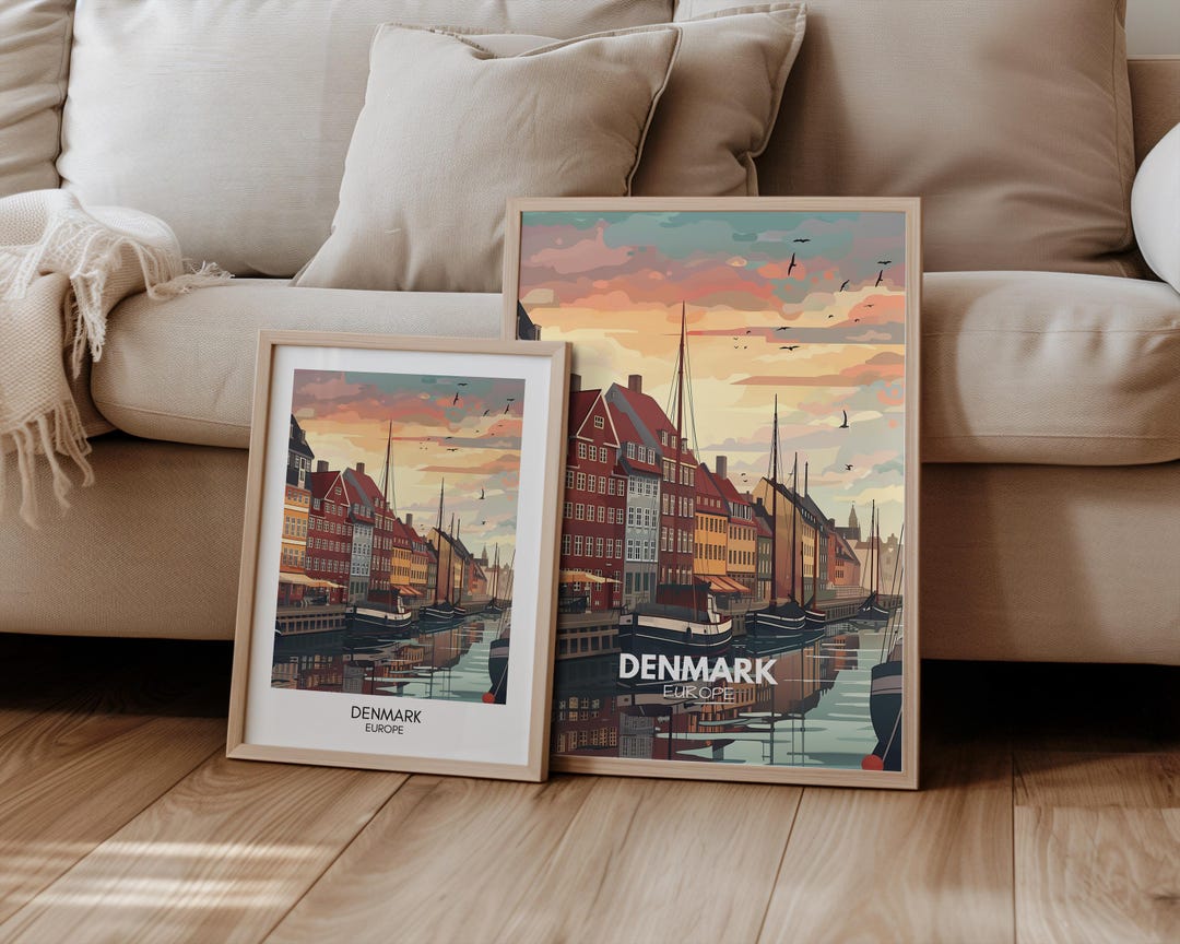 Denmark Poster Europe Scandinavia | Travel Poster | Travel Gift | Retro ...