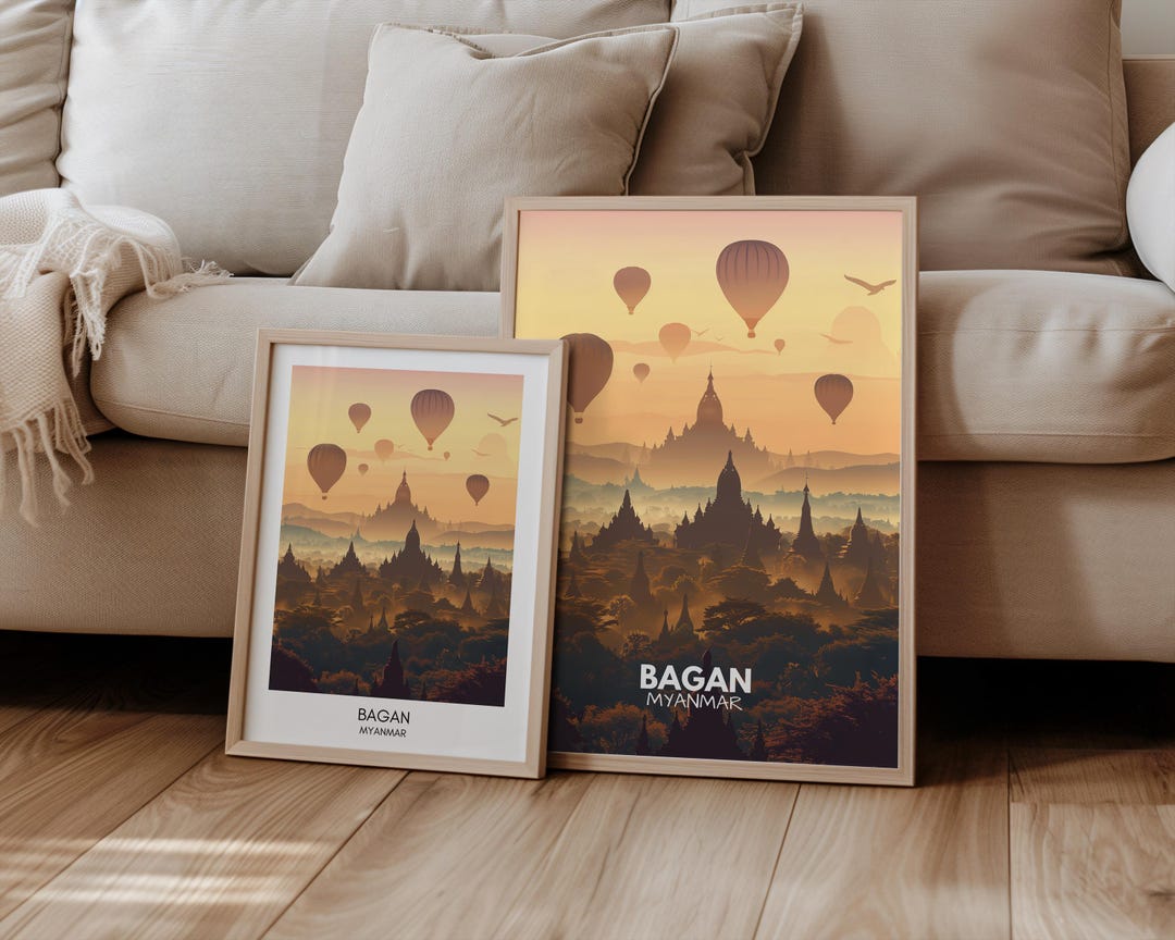 Myanmar Poster Bagan Travel Poster Asia | Gift Travel Nature Landscape ...