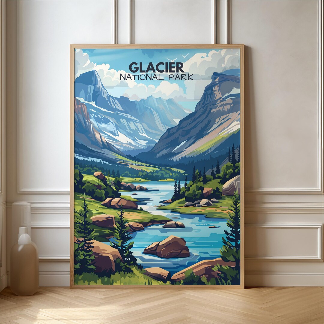 Glacier Poster National Park Montana Travel Poster USA | Gift Travel ...