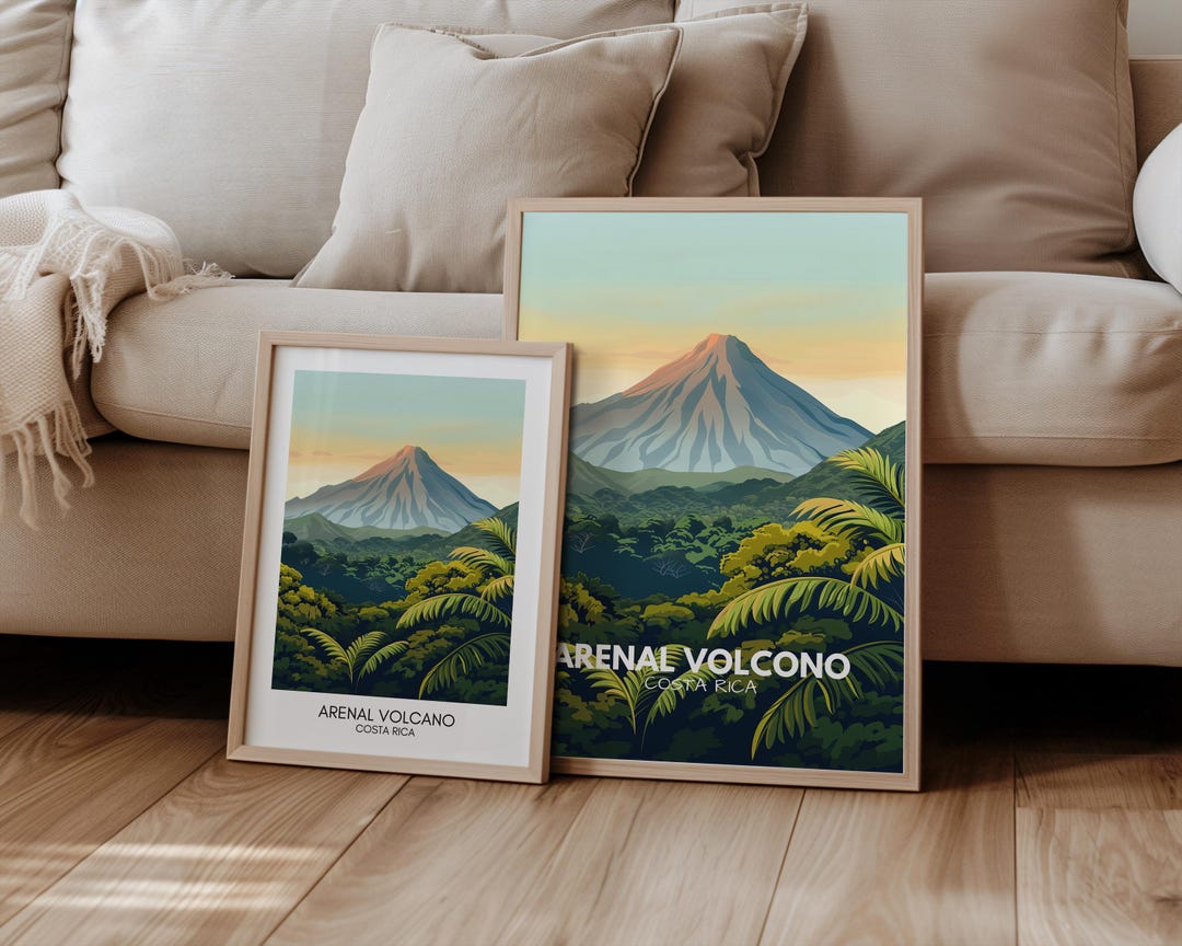 Travel Poster Arenal Volcano Costa Rica Central America I Landscape ...