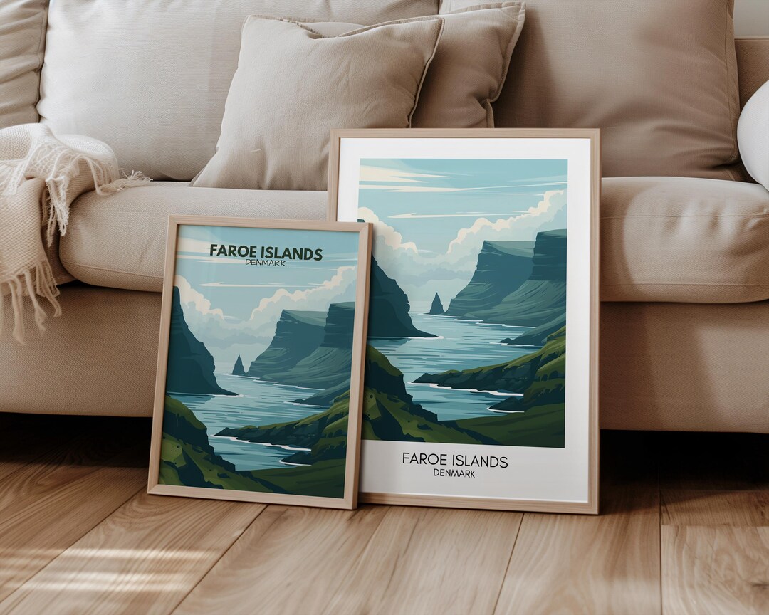 Faroe Islands Poster Denmark Travel Poster Scandinavia | Gift Travel ...