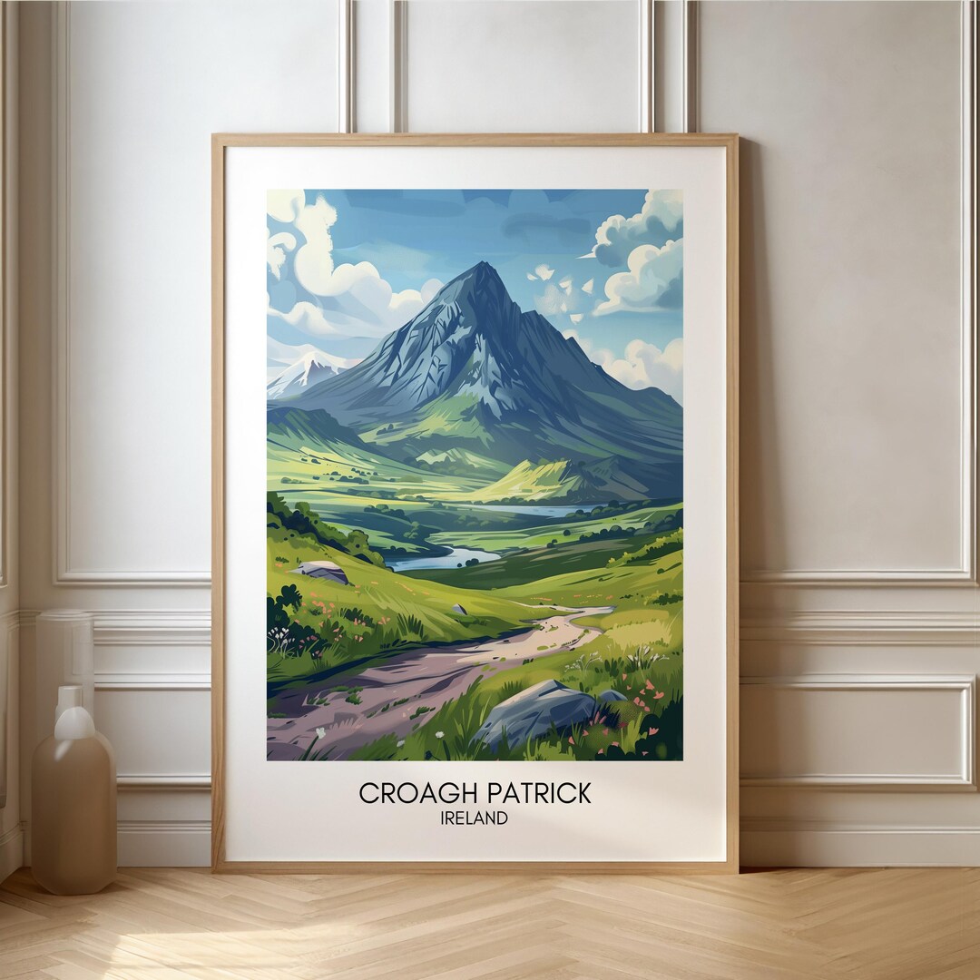 Croagh Patrick Ireland Travel Poster I Gift Travel Landscape Hiking ...