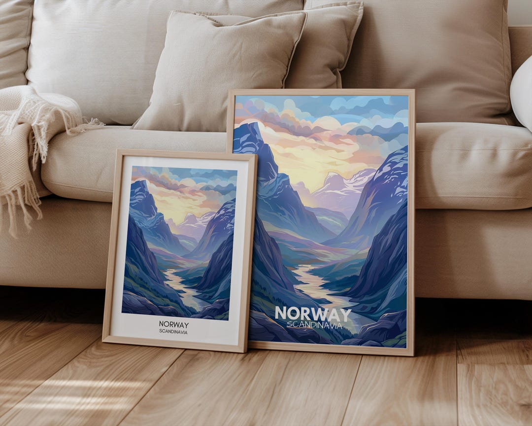 Norway Poster Scandinavia Travel Poster | Gift Travel Nature Landscape ...