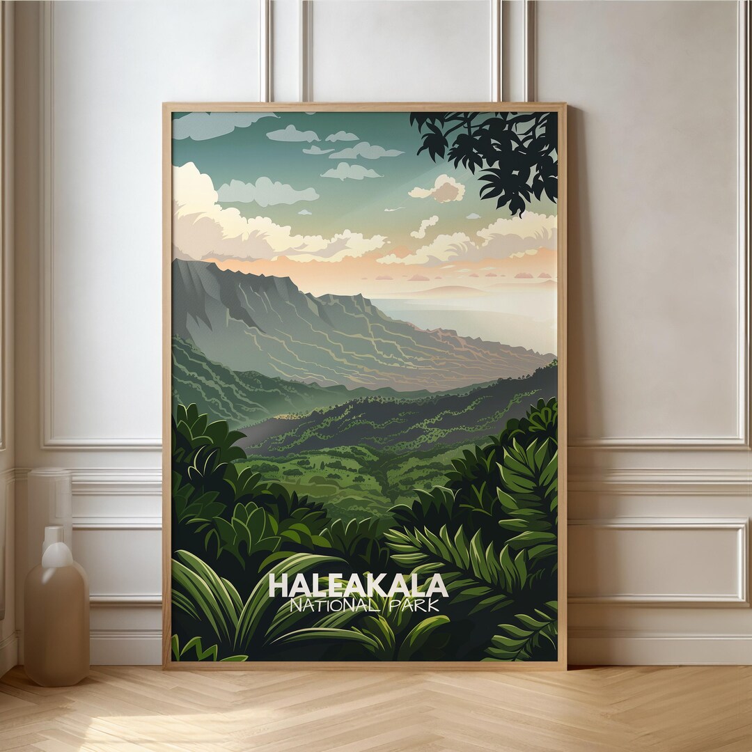 Haleakala Poster National Park Maui Hawaii Travel Poster USA | Gift Travel Nature Hiking ...
