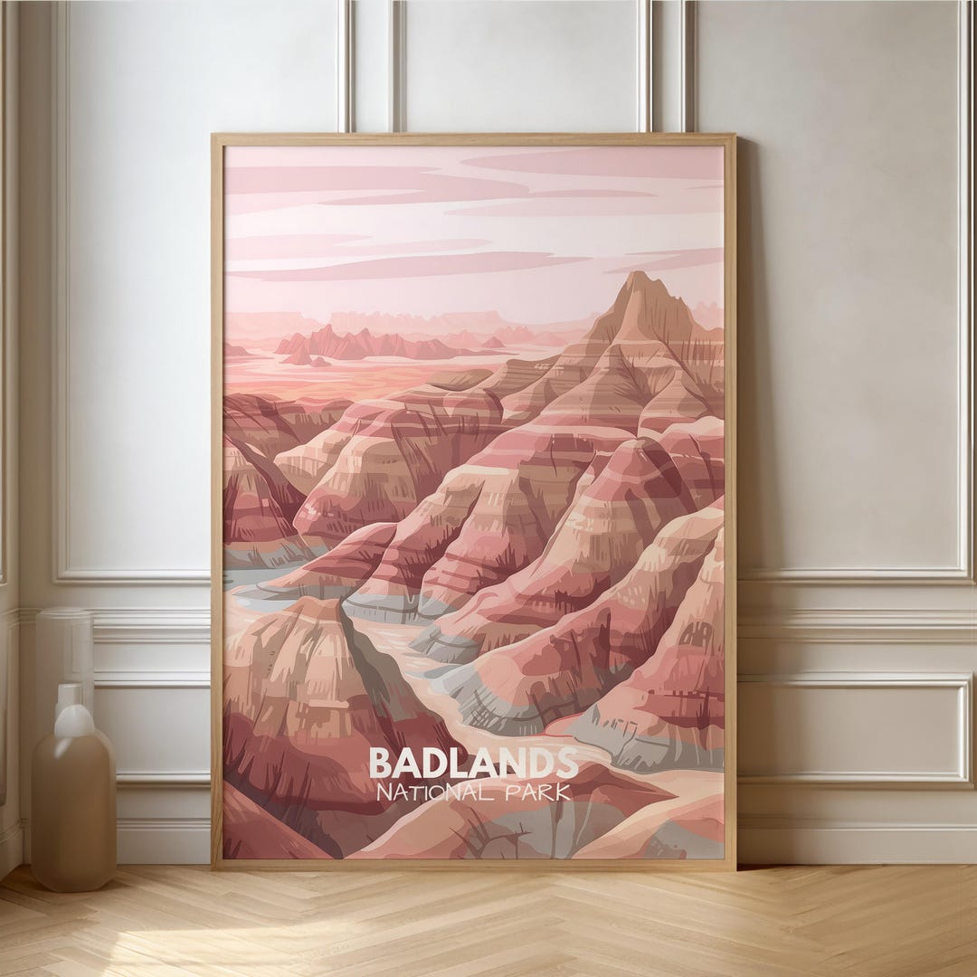 Badlands Poster National Park South Dakota Travel Poster USA | Gift ...