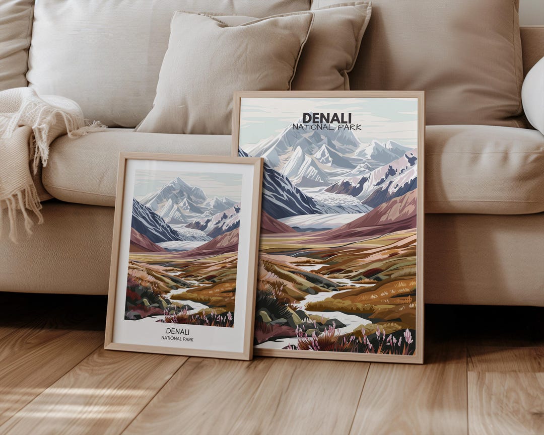 Denali Poster National Park Travel Poster Alaska Mountain Mckinley USA ...
