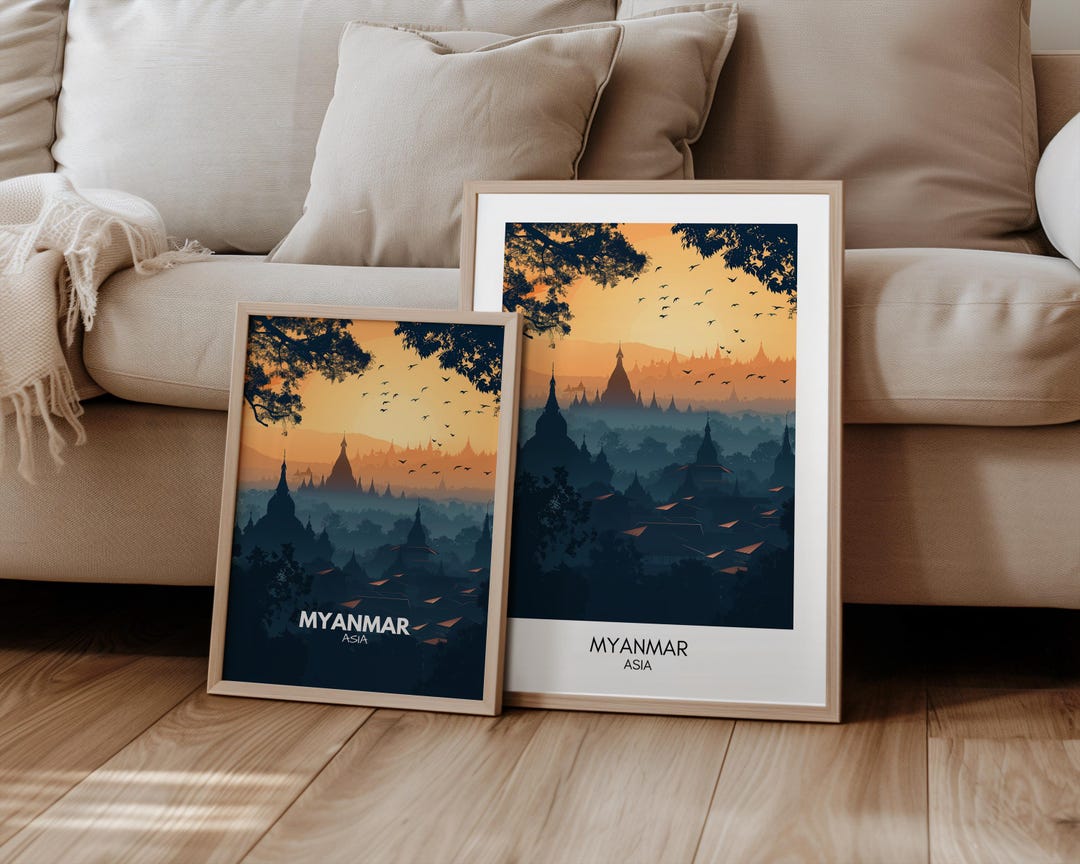 Myanmar Poster Asia Travel Poster I Gift Travel Nature Landscape Travel ...