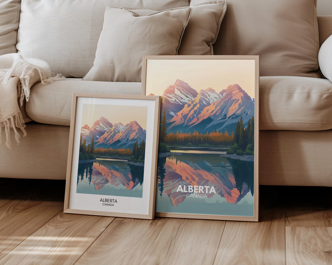 Alberta Poster Canada Travel Poster | Gift Travel Landscape Lake ...