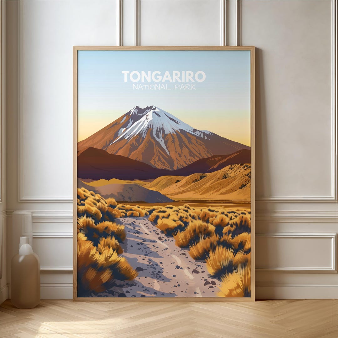 Tongariro National Park New Zealand Oceania Travel Poster I Landscape ...
