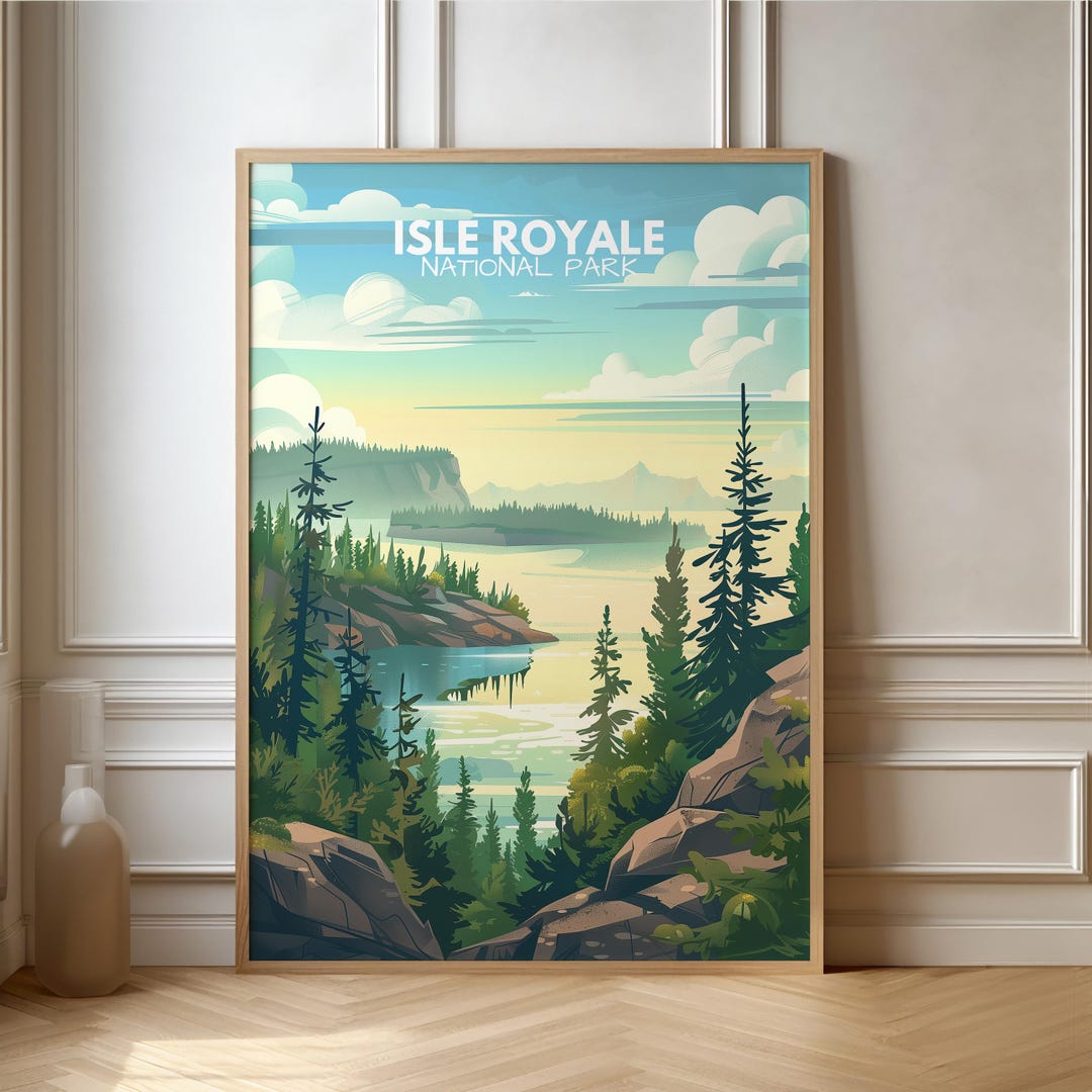 Isle Royale Poster National Park Michigan Travel Poster USA Gift Travel ...