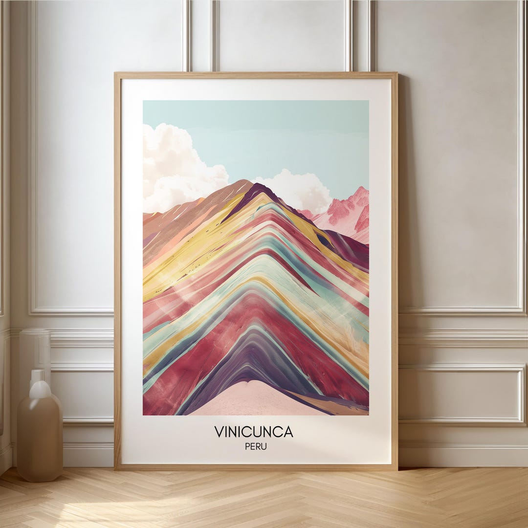 Vinicunca Poster Rainbow Mountain Peru South America Travel Poster ...