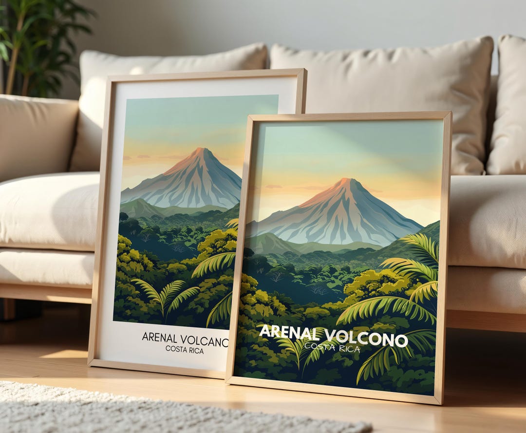 Costa Rica Poster Arenal Volcano Travel Poster Central America I Gift ...