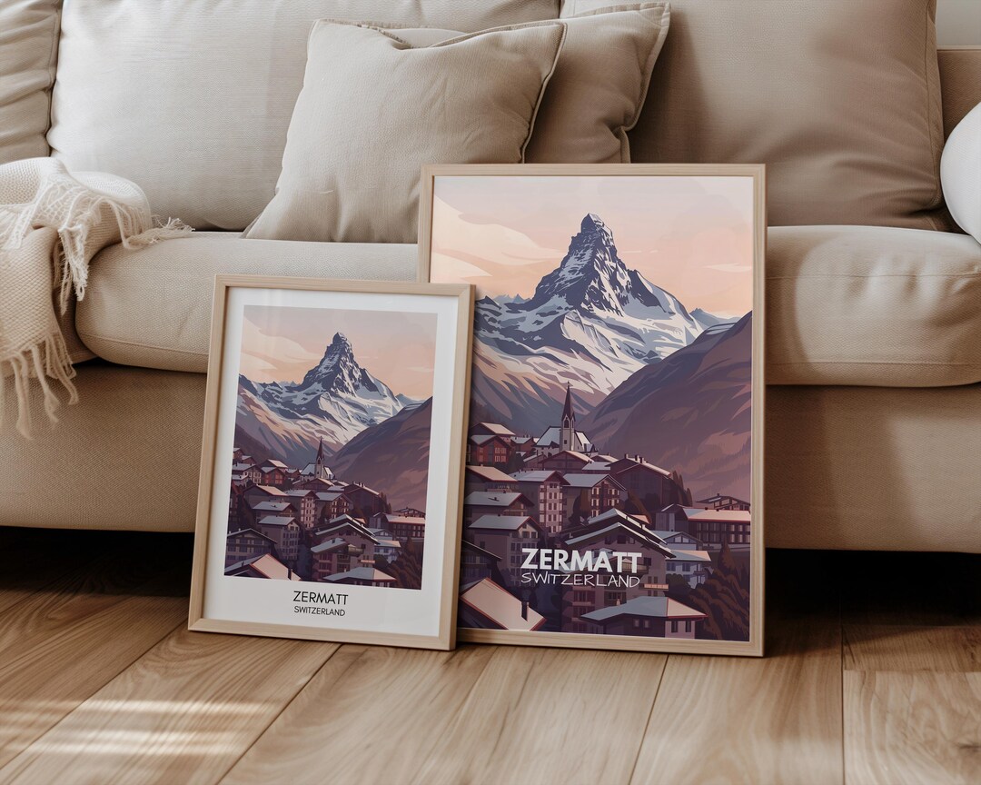 Zermatt Poster Switzerland Travel Poster Europe I Gift Hiking Travel ...