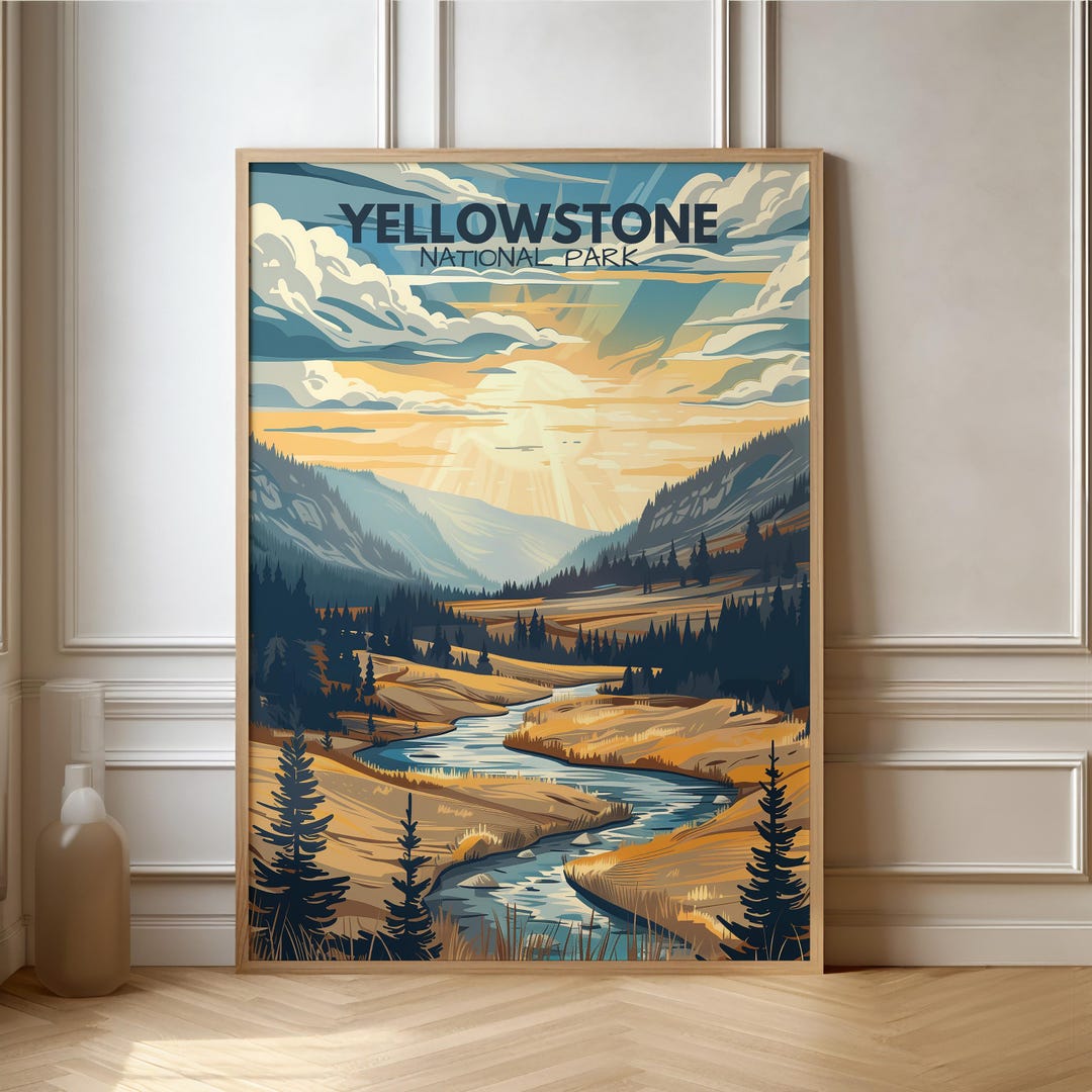Yellowstone Poster Nationalpark Wyoming Reiseposter USA Geschenk Reisen ...