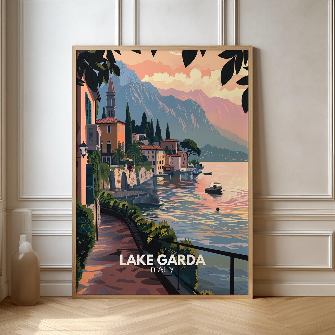 Lake Garda Poster Italy Travel Poster | Gift for Travel, Lake, Nature ...