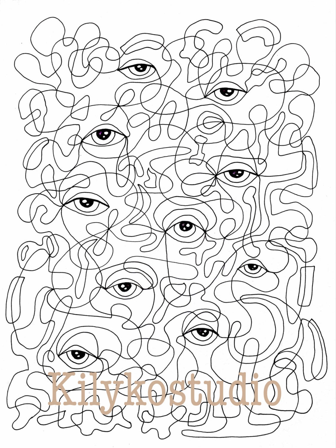 Abstract Eyes Adult Coloring Page Instant Digital Download Pdf - Etsy