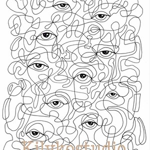 Abstract Eyes Adult Coloring Page Instant Digital Download Pdf - Etsy