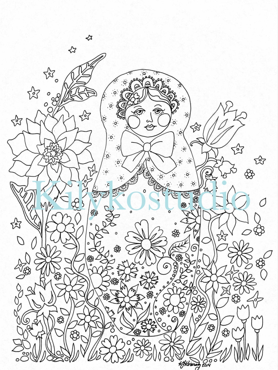 Nesting Doll Matryoshka Babushka Russian Adult Coloring Page Instant ...