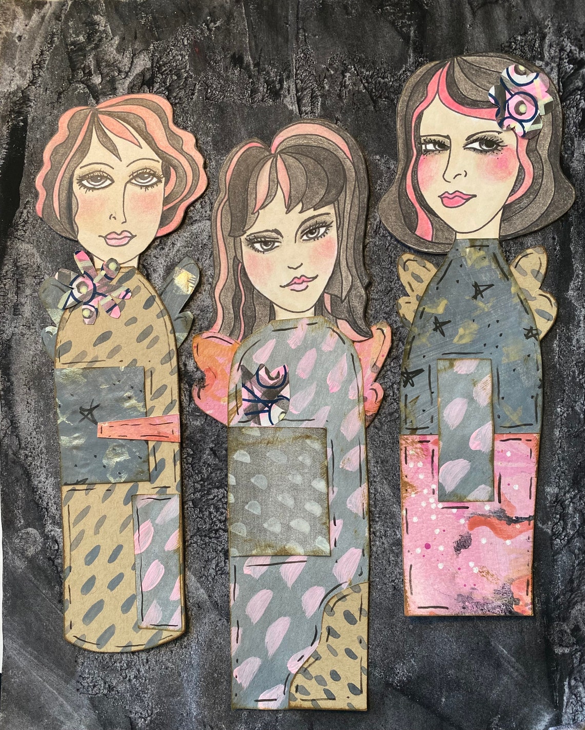 Collage Paper Dolls Book Markers Mixed Media Junk Journaling - Etsy