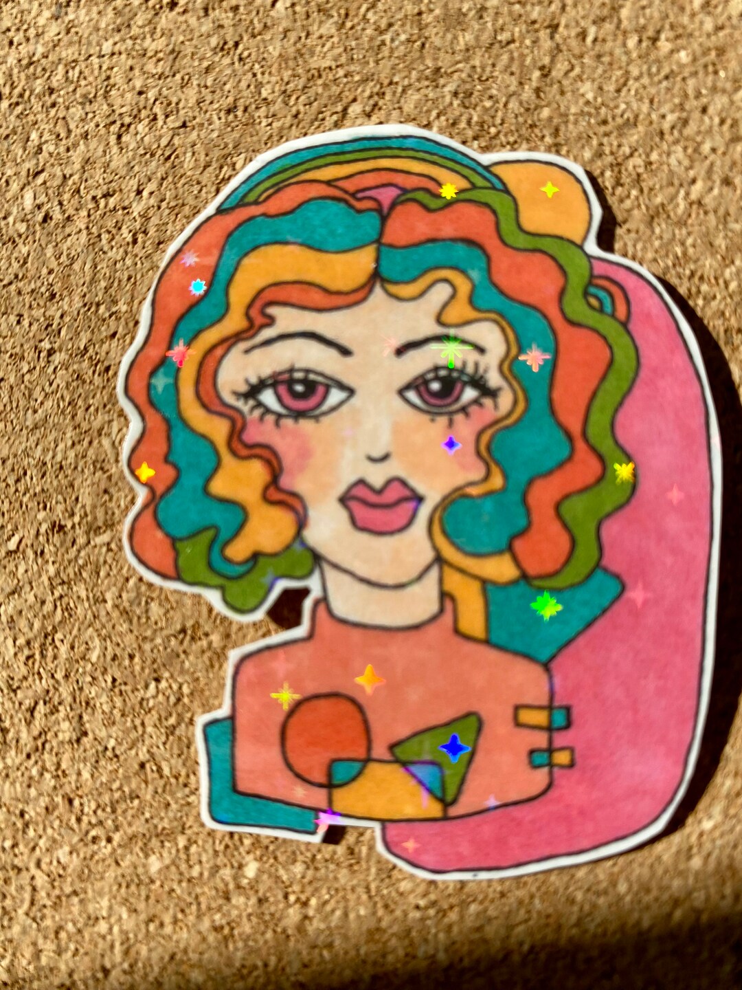 80s Retro Girl Sticker Premium Vinyl Holographic Artist Stickers ...