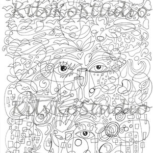 Abstract Coloring Page Digital Download Party Face - Etsy