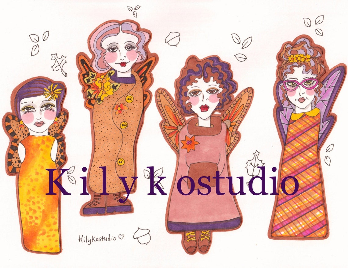 Collage Paper Dolls Book Markers Fall Art Junk Journaling Ephemera ...