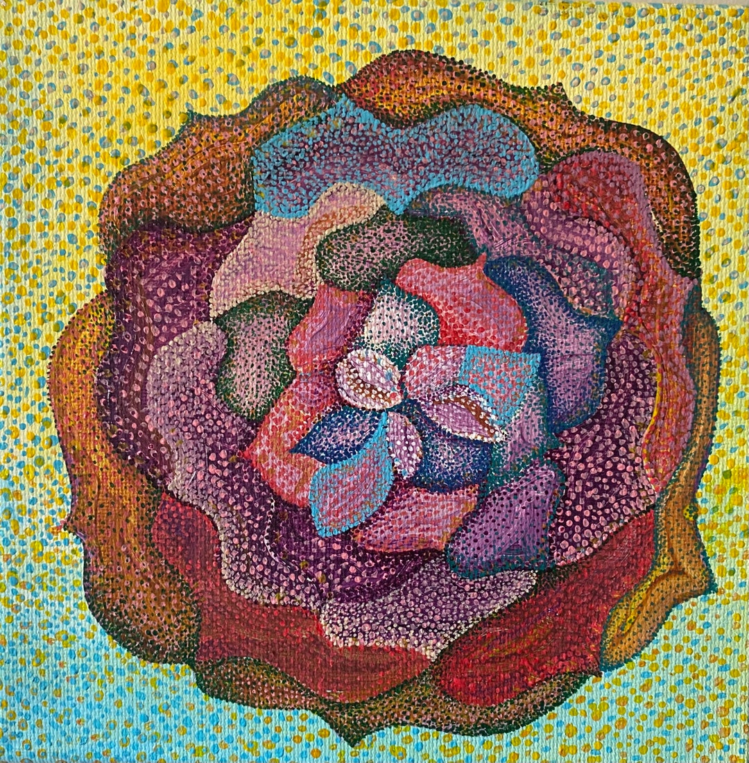 Abstract Pointillism Original Art Painting Flower - Etsy