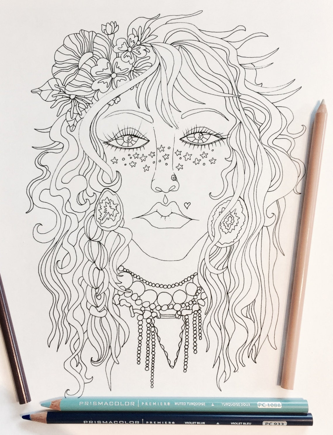 Free Spirit Adult Coloring Page Instant Digital Download Bohemian Theme ...