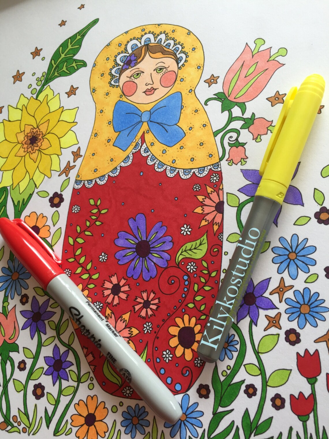 Nesting Doll Matryoshka Babushka Russian Adult Coloring Page Instant ...