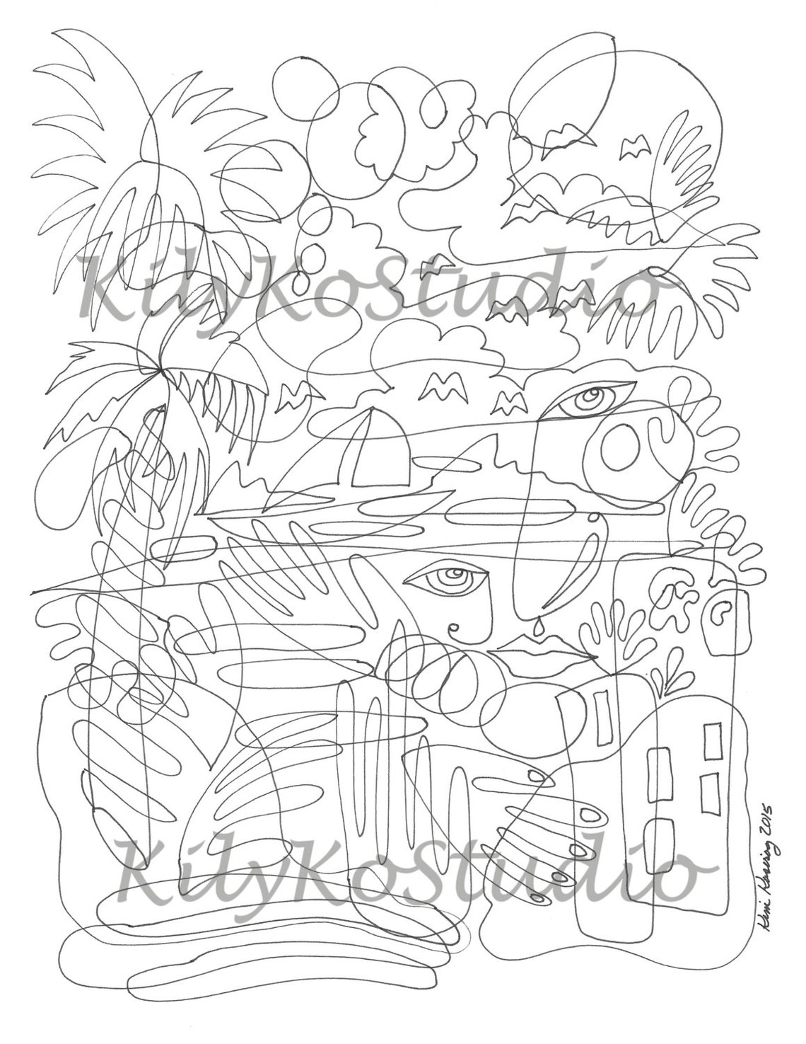 Abstract Tropical Coloring Page Instant Digital Download PDF Energy ...