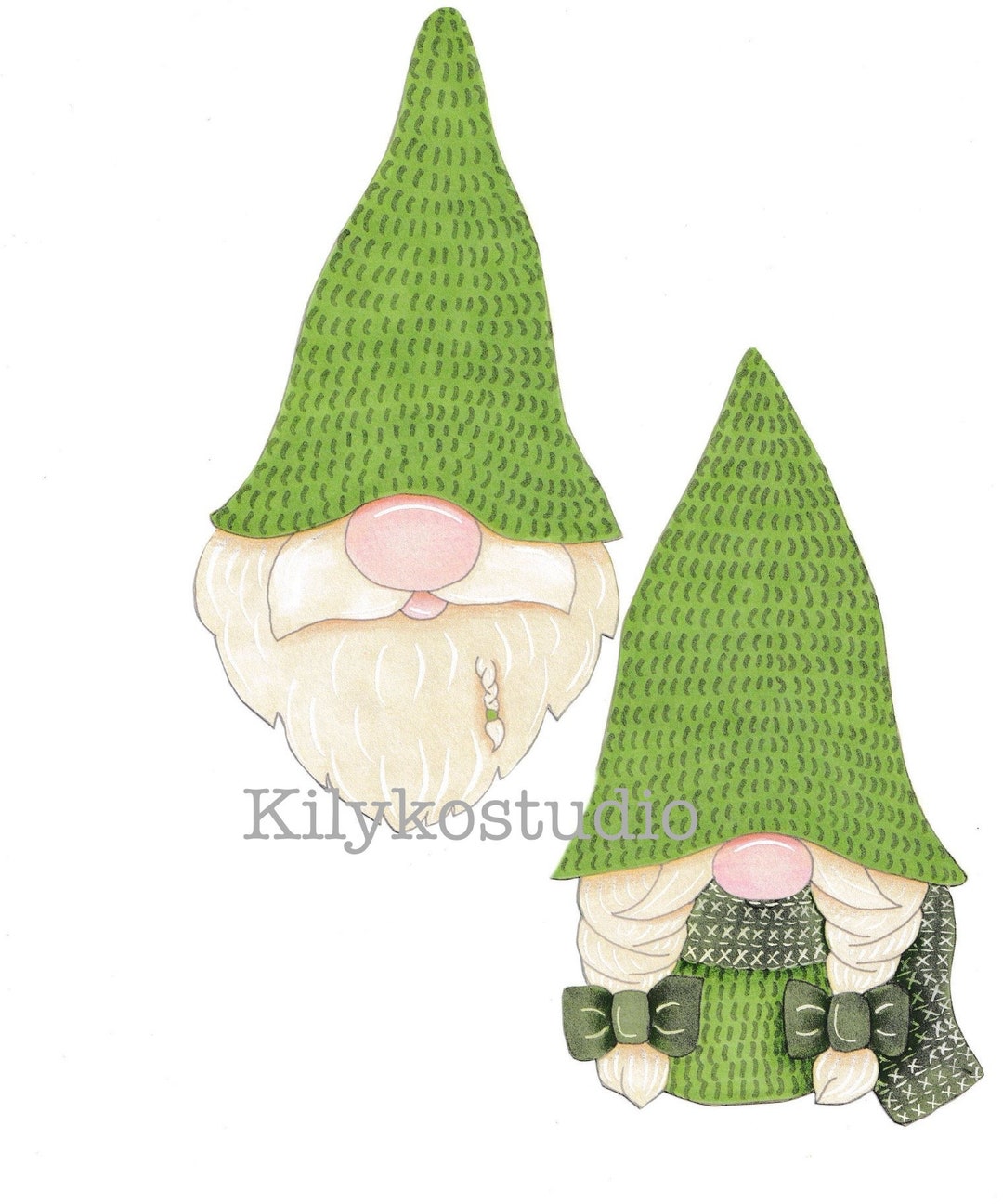 Green Gnomes Collage Paper Dolls Book Markers Mixed Media Junk ...