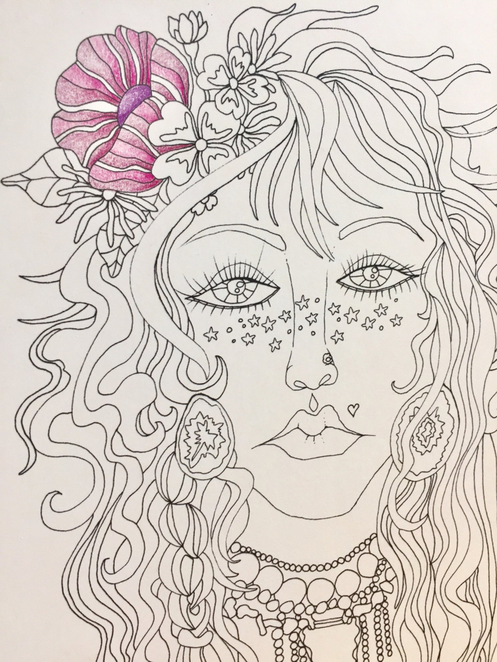 Free Spirit Adult Coloring Page Instant Digital Download Bohemian Theme ...