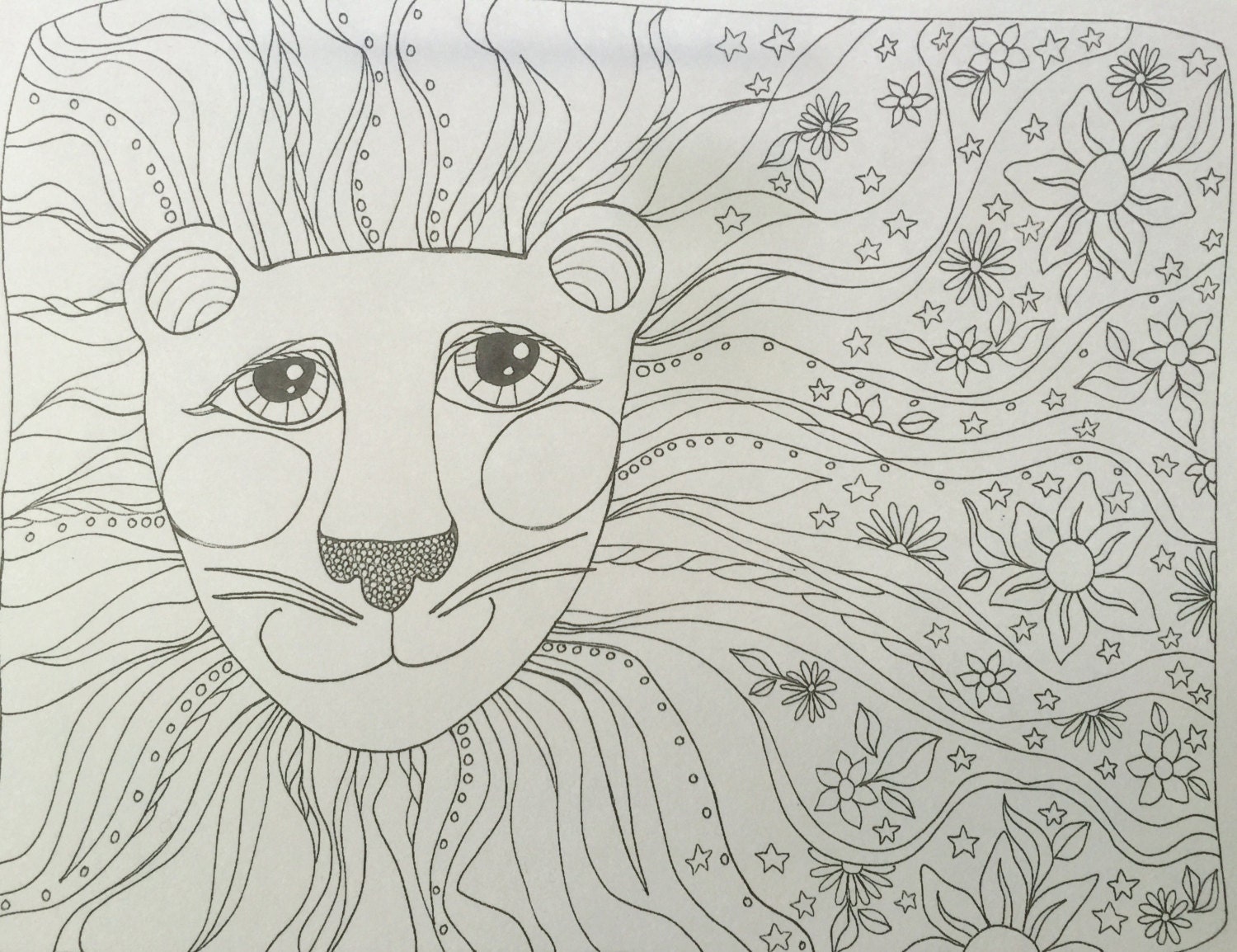Lion Adult Coloring Page Digital Instant Download Animal Safari - Etsy