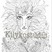 Cat Feline Lioness Abstract Fantasy Adult Coloring Page Instant Digital ...