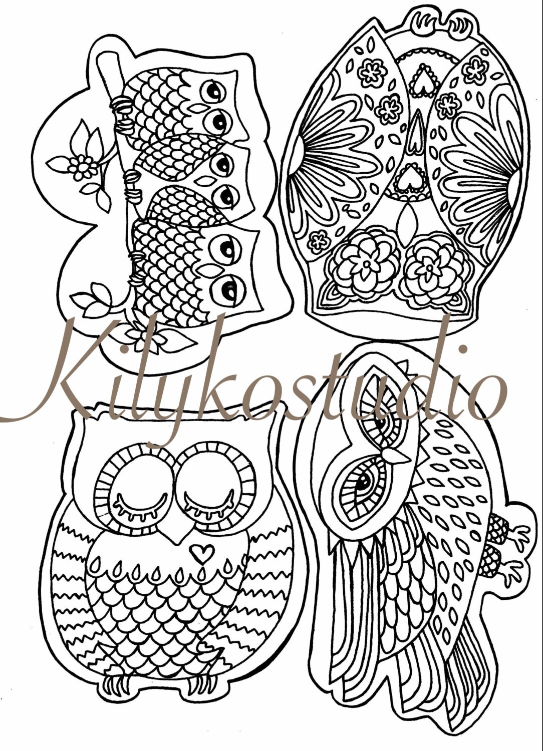 Owl Ornaments Bookmarkers Adult Coloring Pages Instant - Etsy