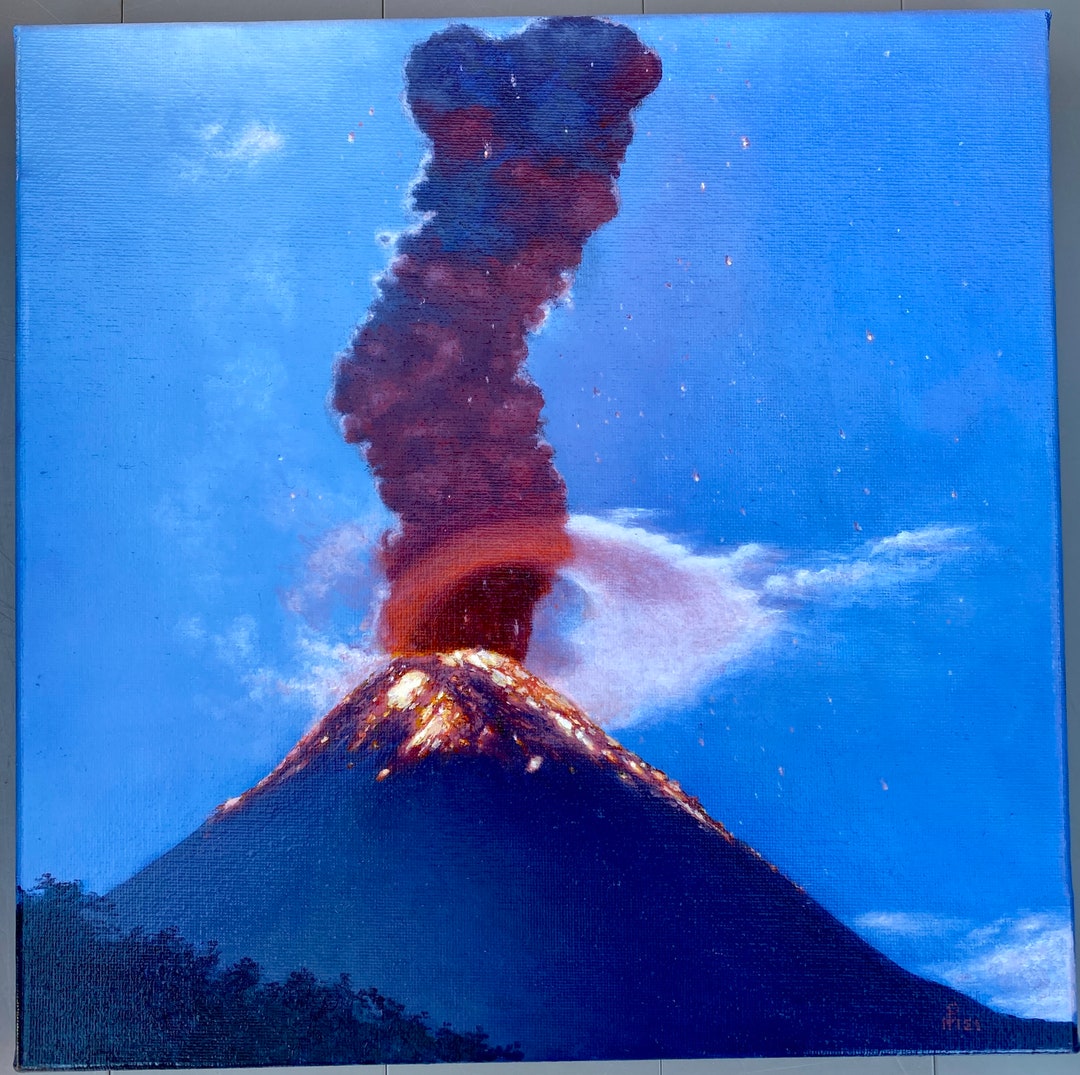 Erupting Volcano. Oil Painting - Etsy