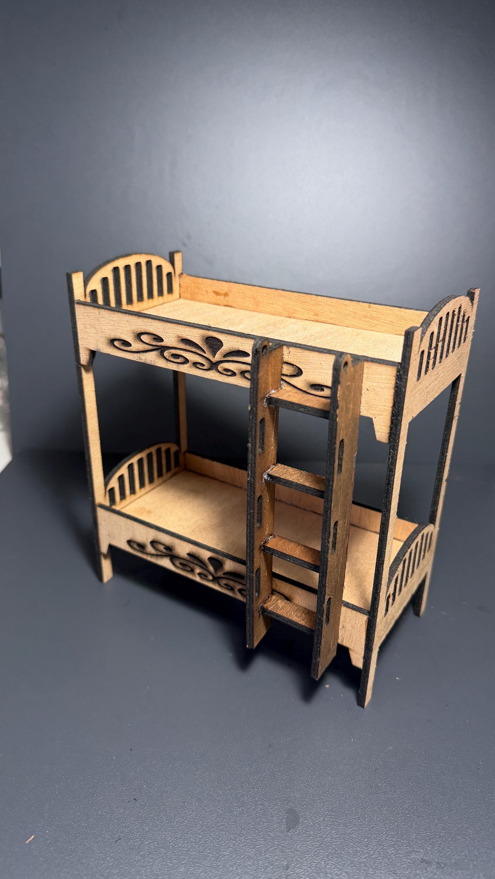 DIGITAL FILE Bunk Bed SVG Laser Cut File Dollhouse Furniture 1:12 Scale ...