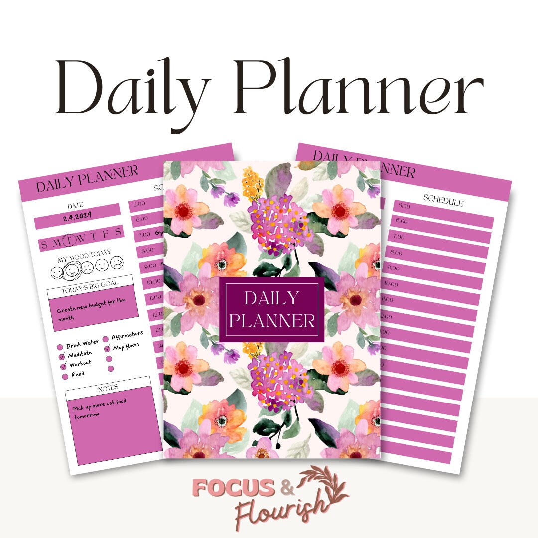 7 Day Planner Printable Daily, Weekly & Monthly to Do Lists Personal ...