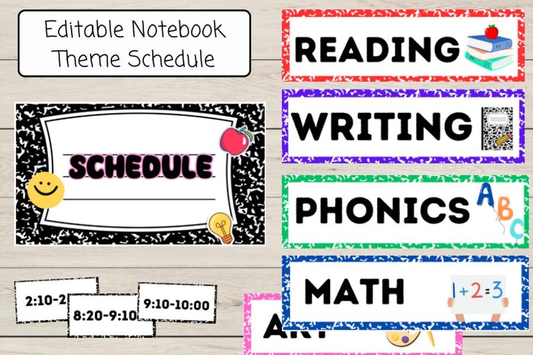 Editable Composition Notebook Class Schedule, Schedule, Composition - Etsy