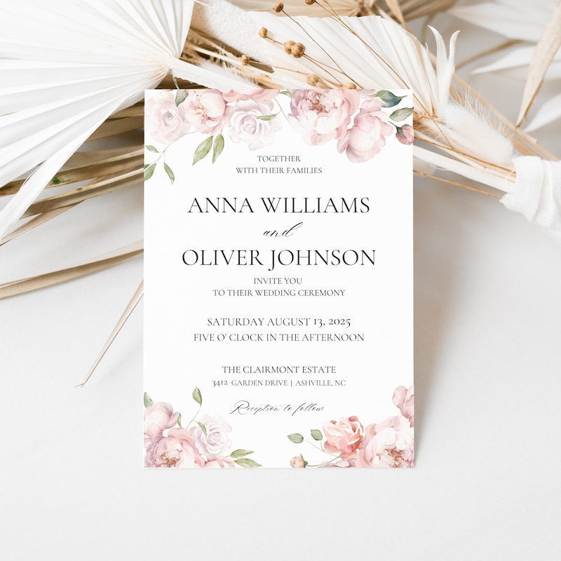 Blush Wedding Invite - Etsy