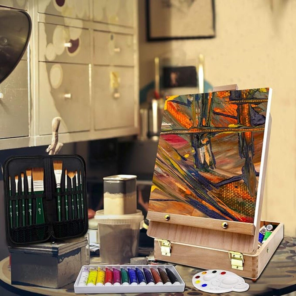 Artist Painting Set of 27 Pieces, Deluxe Art Supplies, Wooden Sketch ...