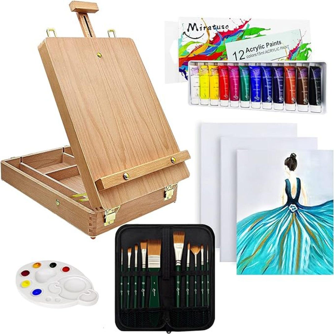 Artist Painting Set of 27 Pieces, Deluxe Art Supplies, Wooden Sketch ...