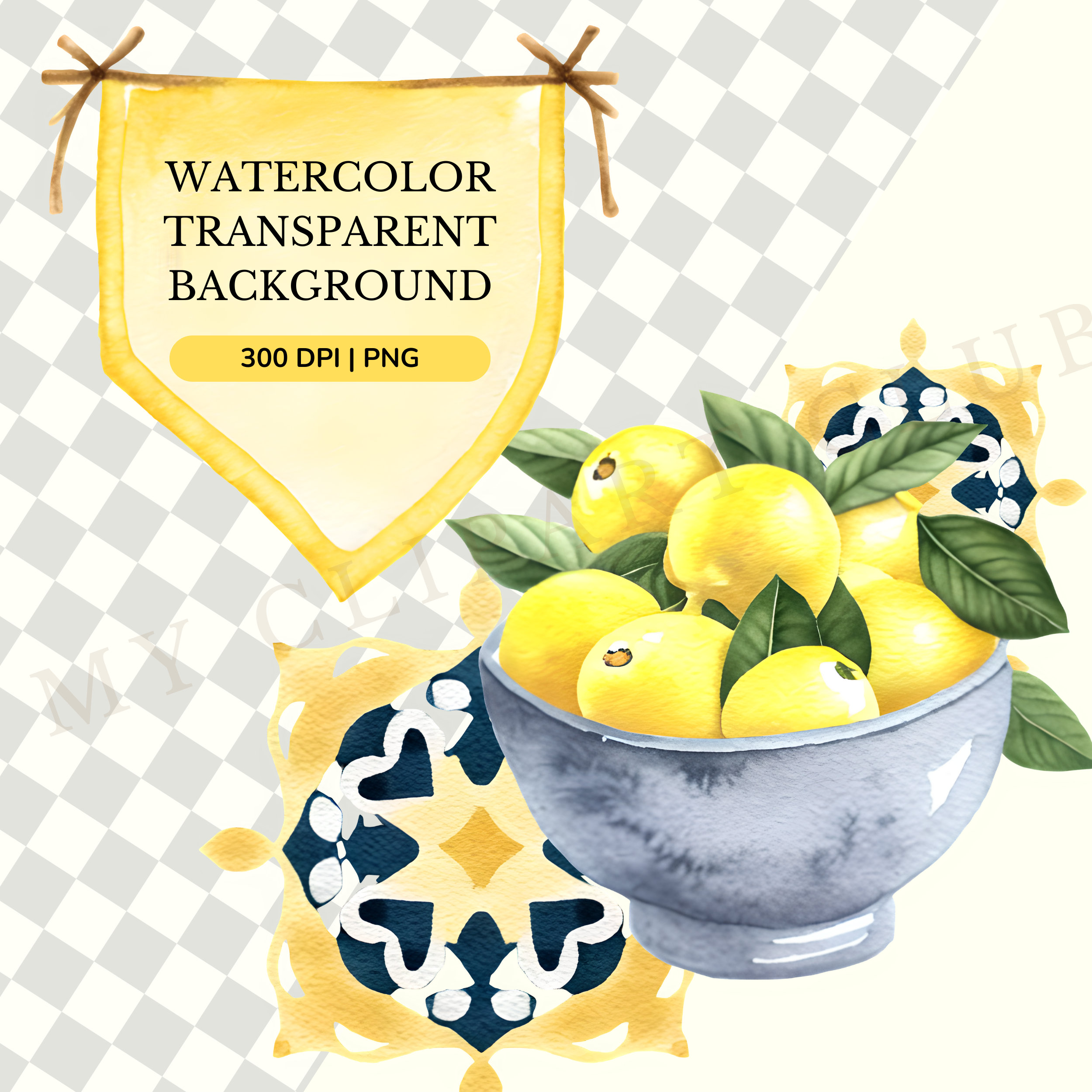 40 Watercolor Lemon Clipart, Lemon PNG, Lemonade, Blossom Floral Summer ...