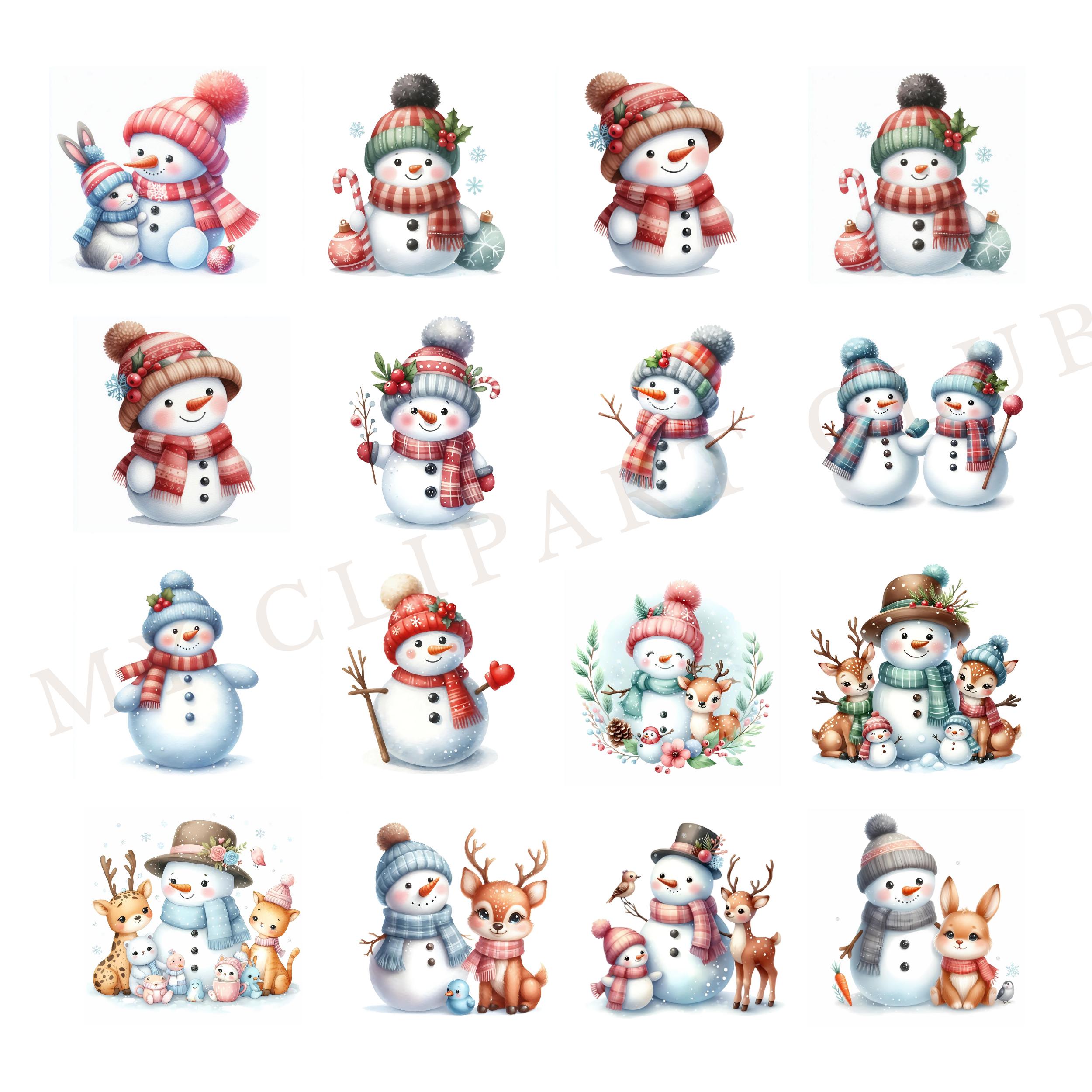25 Cute Snowman PNG Clipart, Santa Snowmen Christmas Bundle, Instant ...