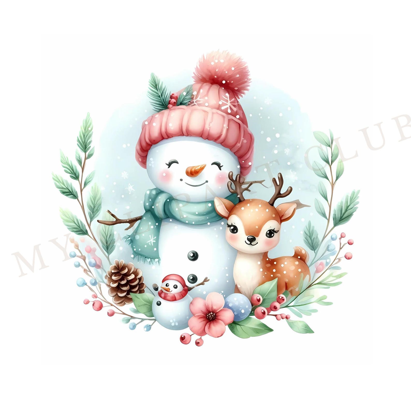 25 Cute Snowman PNG Clipart, Santa Snowmen Christmas Bundle, Instant ...