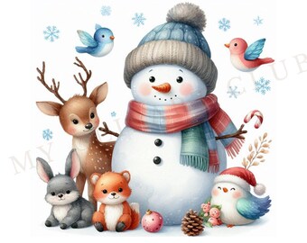 25 Cute Snowman PNG Clipart, Santa Snowmen Christmas Bundle, Instant ...