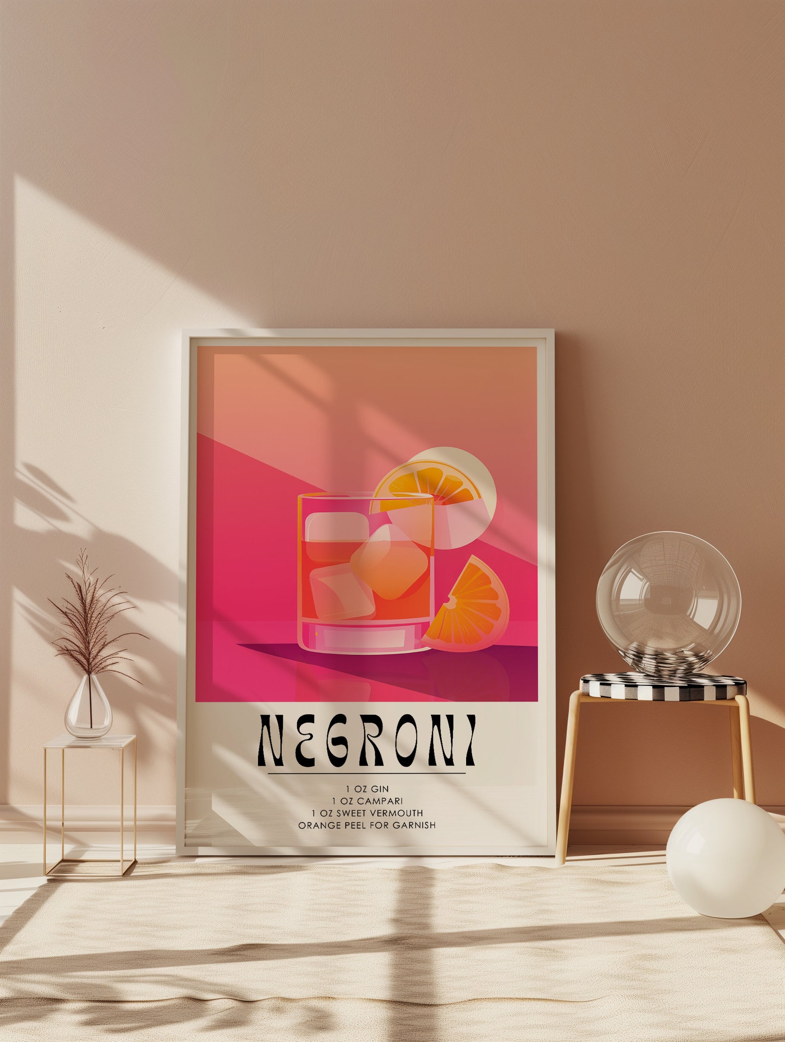 Negroni Cocktail Print, Negroni Art Print, Kitchen Bar Drink Poster ...